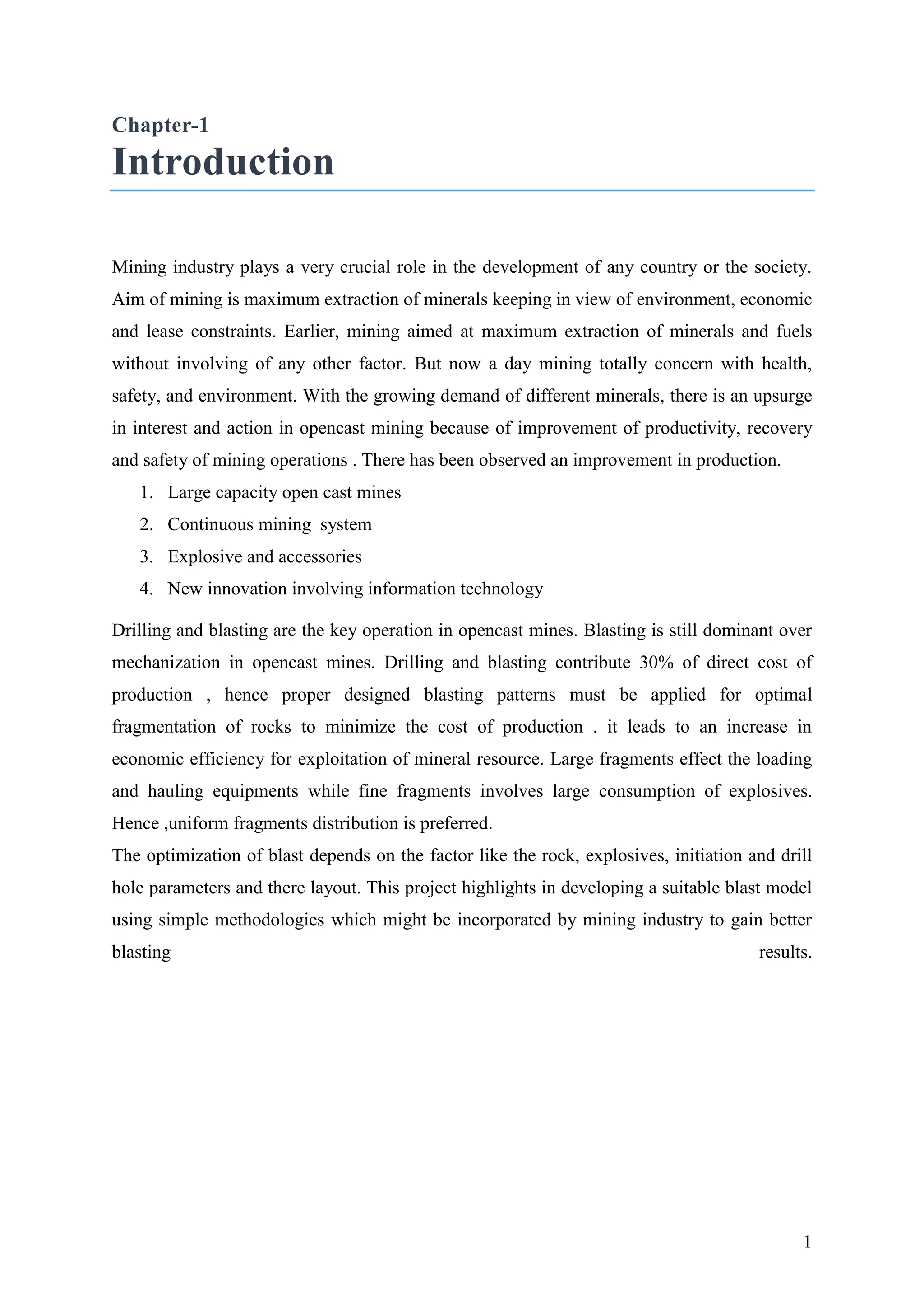 Optimization Of Blasting Parameters In Open Cast Mines Pdf Geology
