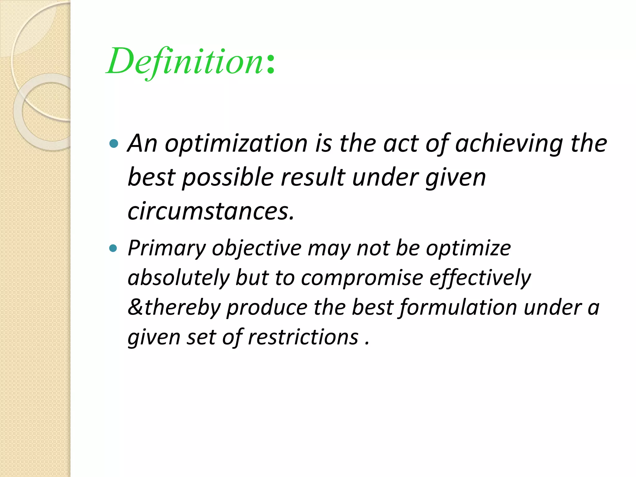 Optmization techniques | PPTX