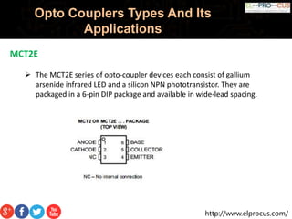 Opto Couplers Types And Its Applications | PPTX