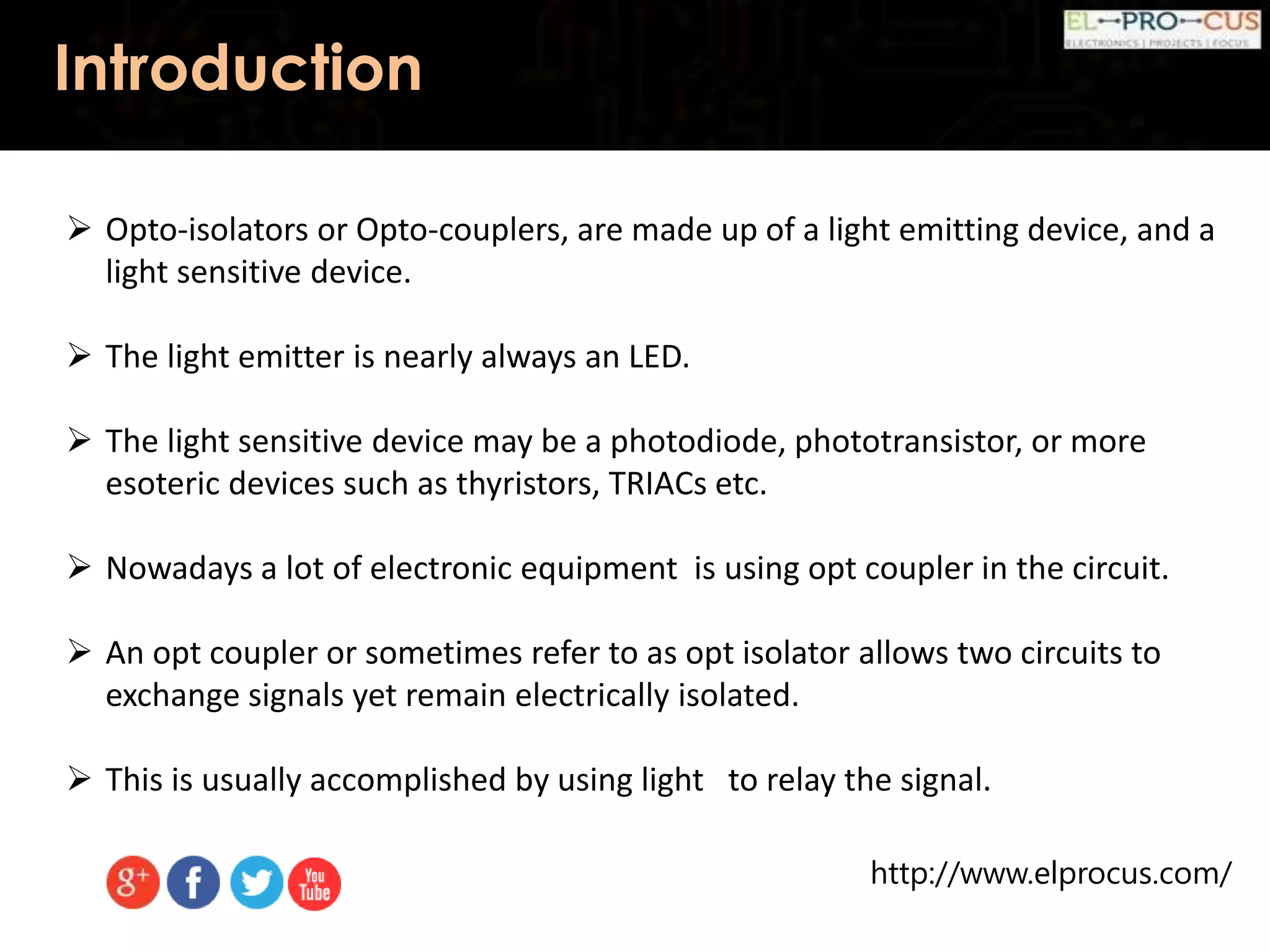 Opto Couplers – Types & Applications | PPTX
