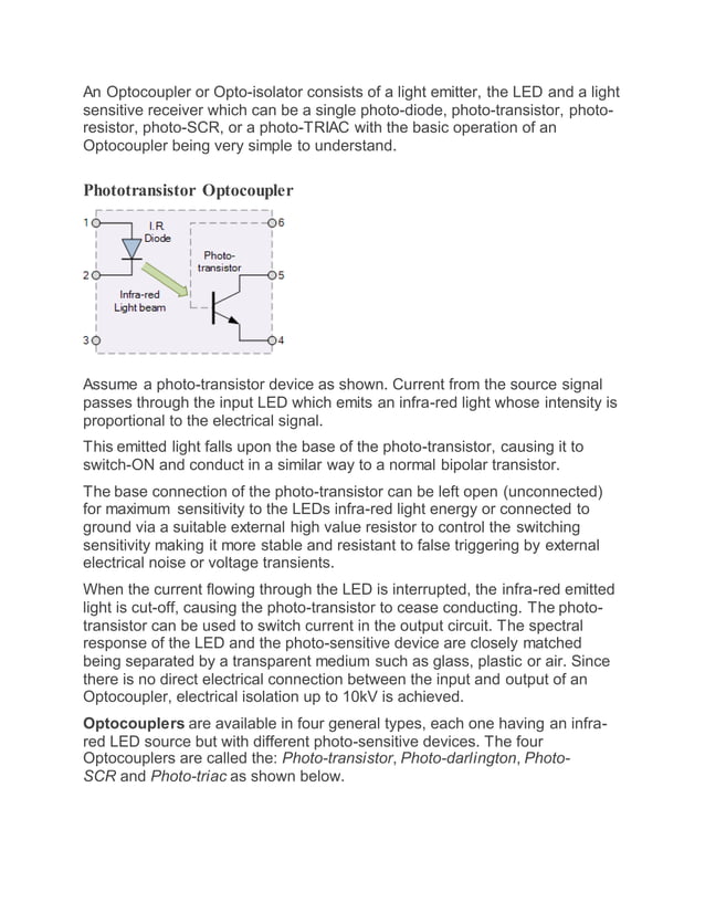 Optocoupler tutorial and optocoupler applications | DOCX | Computer Peripherals | Computing