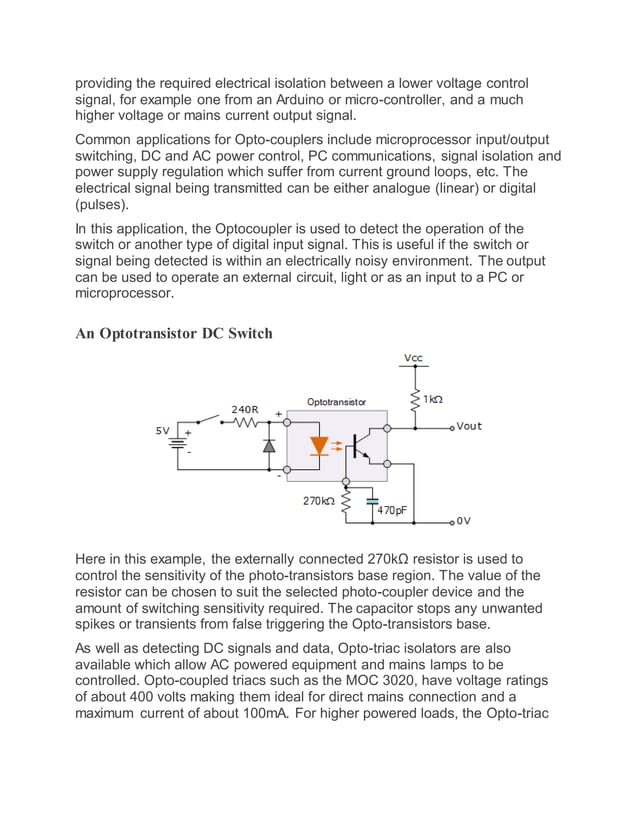 Optocoupler tutorial and optocoupler applications | DOCX | Computer Peripherals | Computing