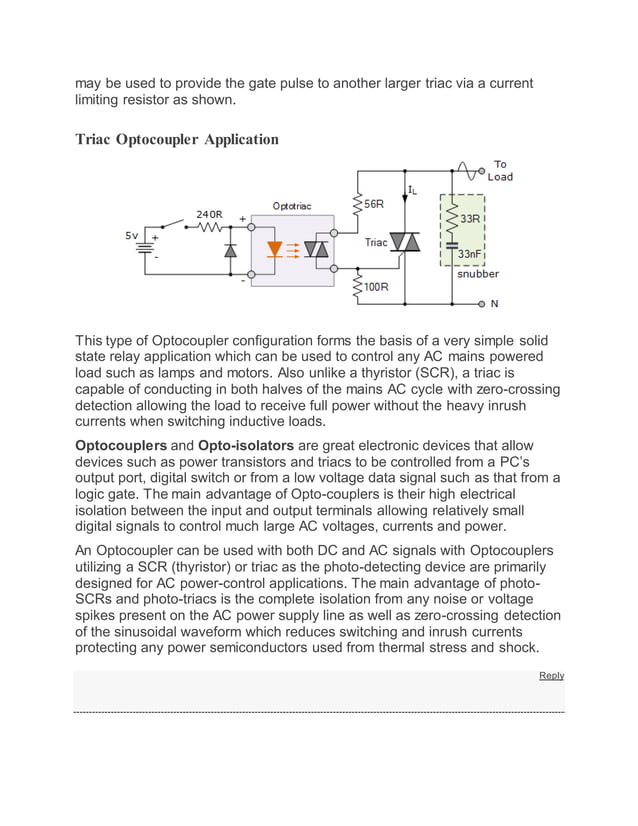 Optocoupler tutorial and optocoupler applications | DOCX | Computer Peripherals | Computing