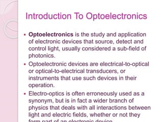 Optoelectronics | PPTX