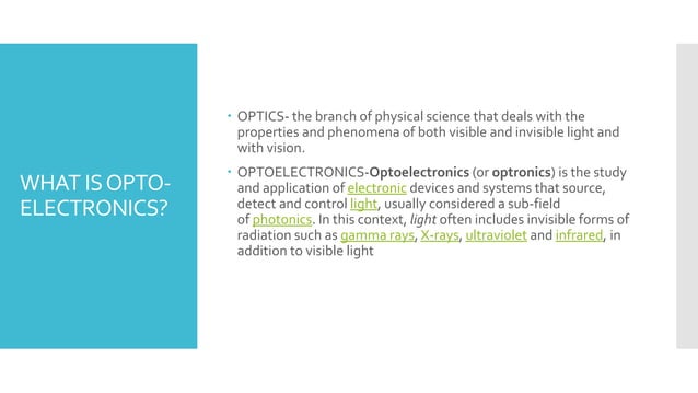 Optoelectronics -basics principals and application- | PPT