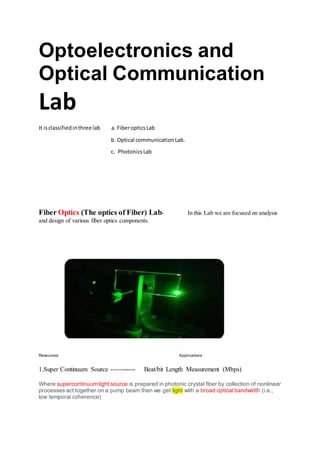 Optoelectronics and optical communication lab | DOCX