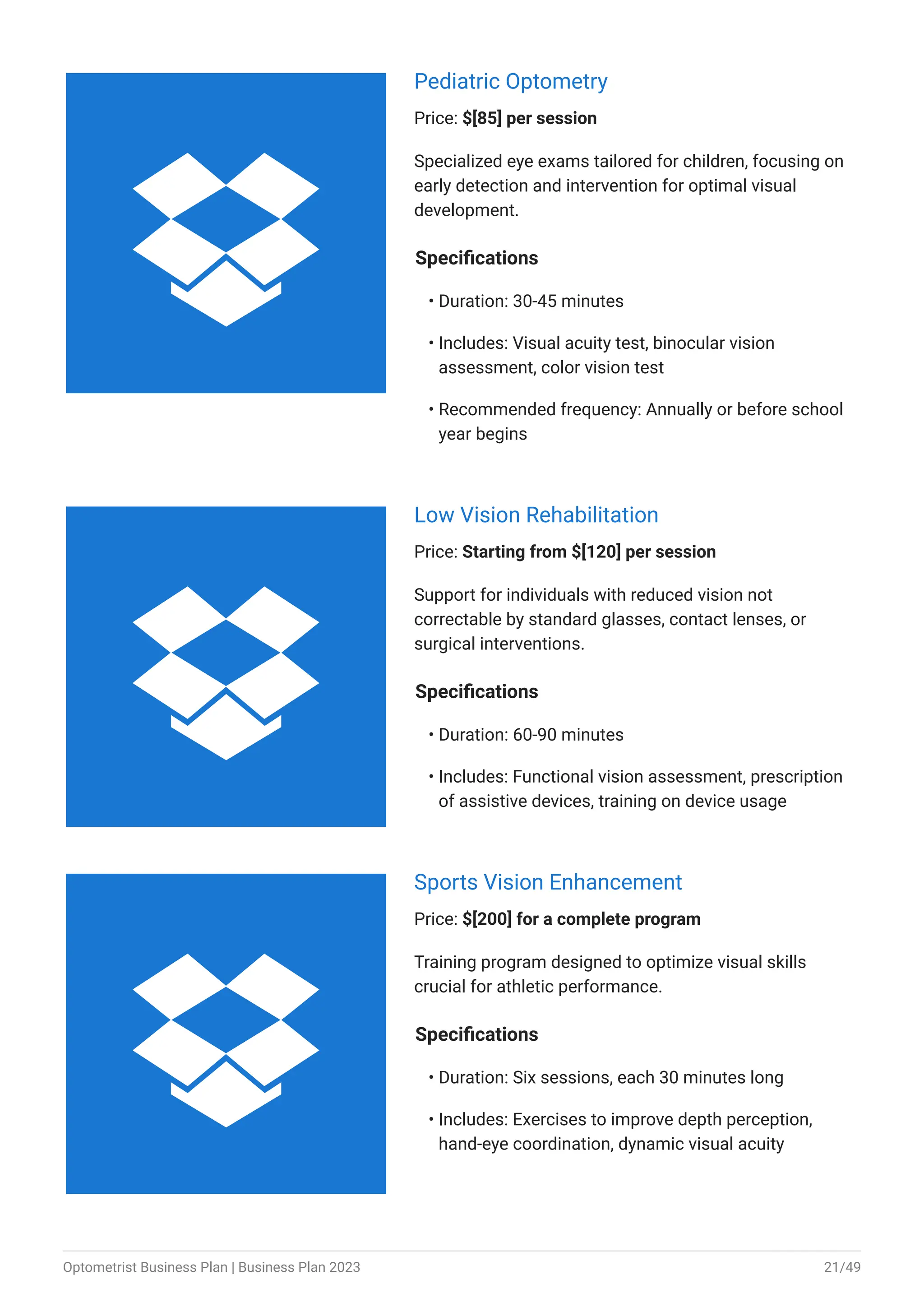 optometrist business plan example template | PDF