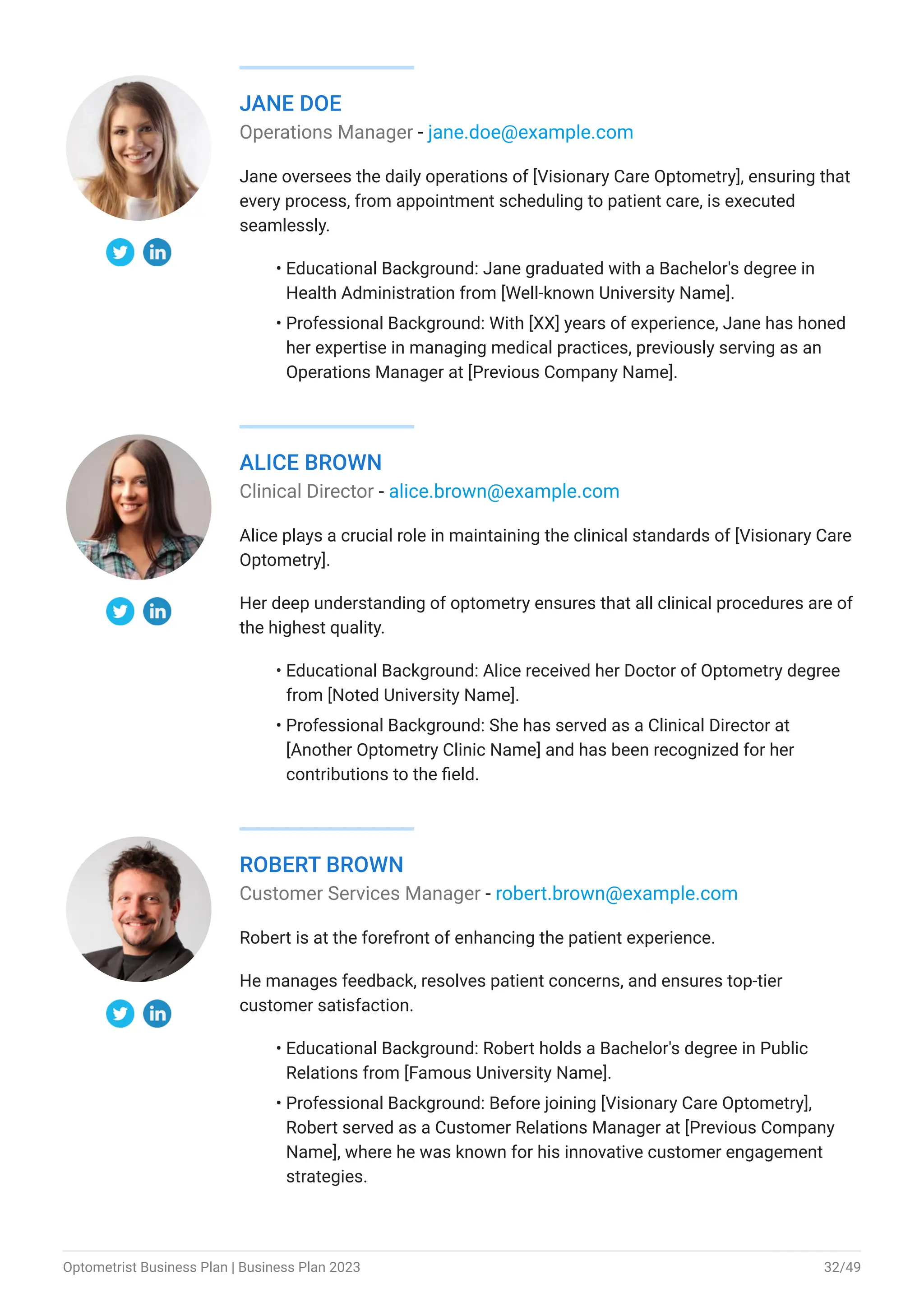 optometrist business plan example template | PDF