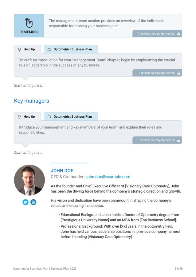 optometrist business plan example template | PDF