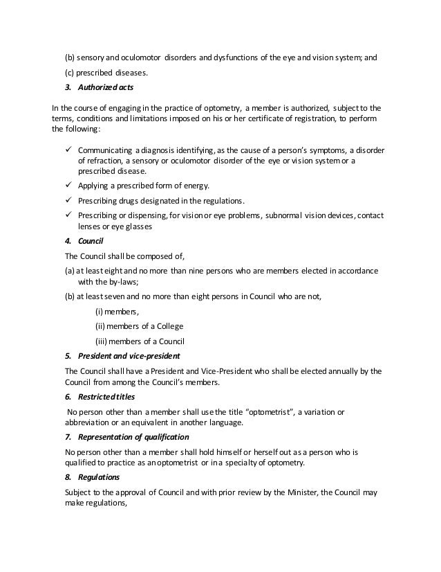 Optometry and Orthoptics (Laws and Acts) | DOCX