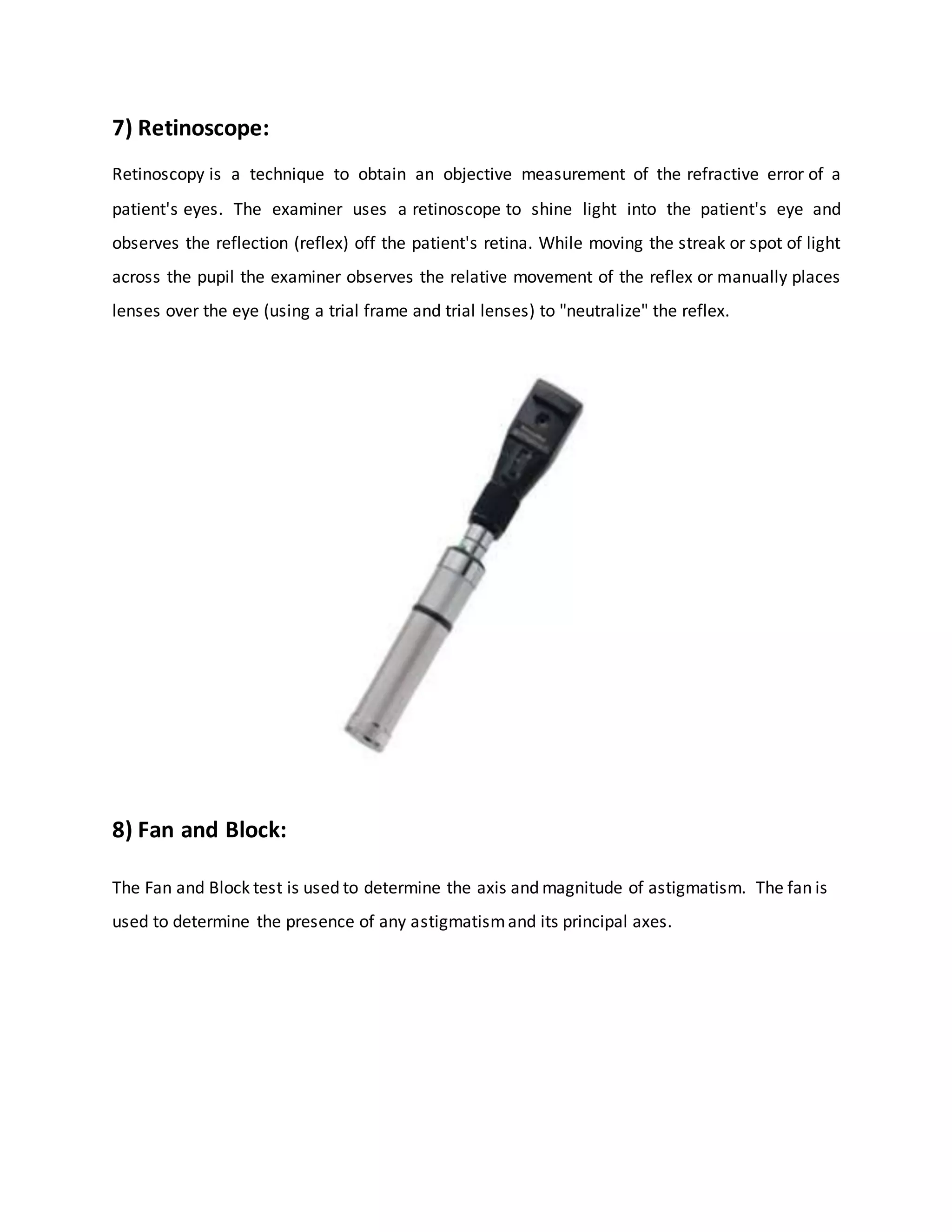 Optometry instruments | DOCX