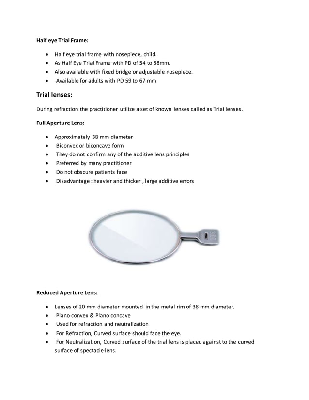 Optometry instruments | DOCX | Eye and Vision Conditions | Diseases and ...