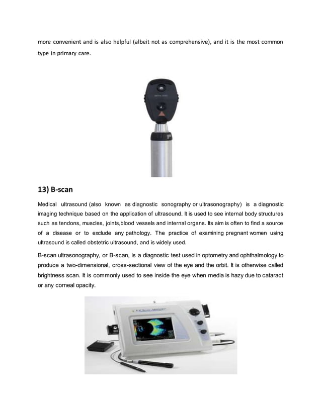 Optometry instruments | DOCX | Eye and Vision Conditions | Diseases and ...