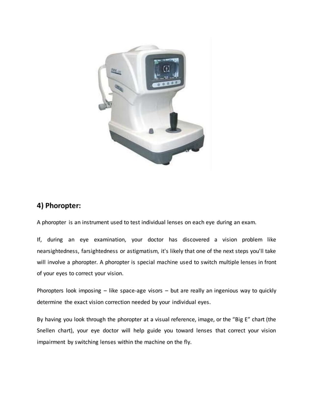 Optometry instruments | DOCX | Eye and Vision Conditions | Diseases and ...