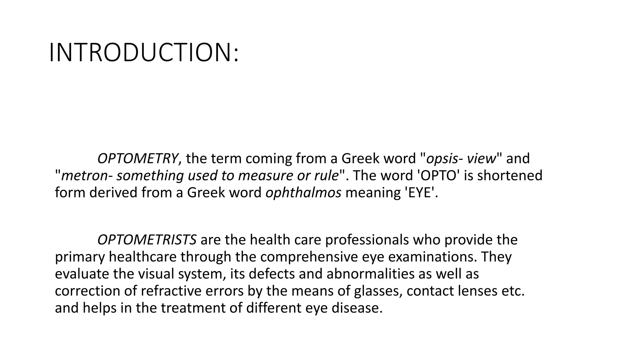 Optometry & optometrists | PPTX