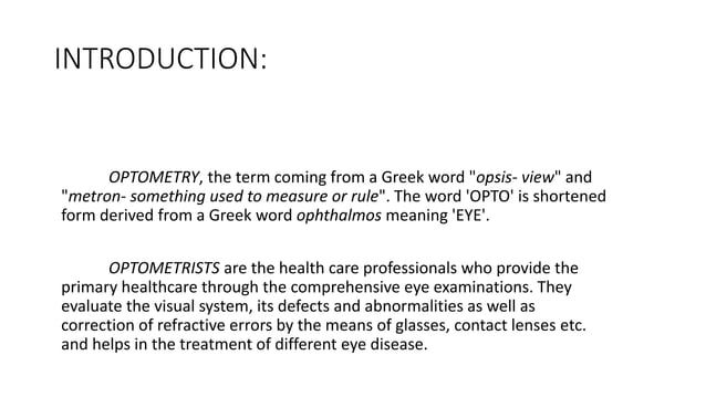 Optometry & optometrists | PPT