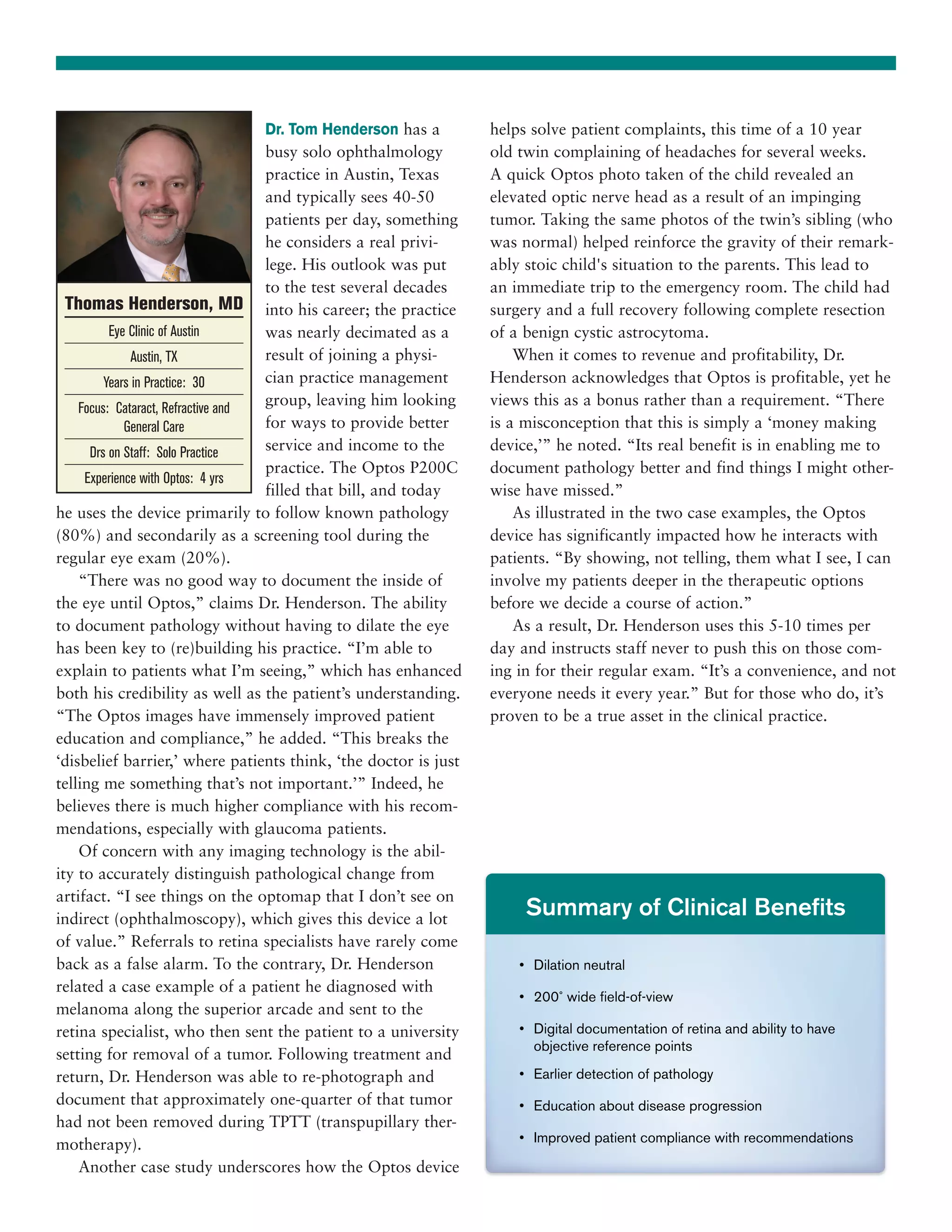 Optos a breakthrough in diagnostic imaging for the ophthalmic practice ...