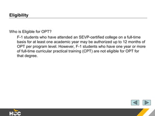Optional Practical Training (OPT) | PPT