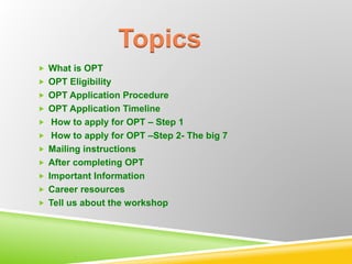 OPT Workshop | PPTX