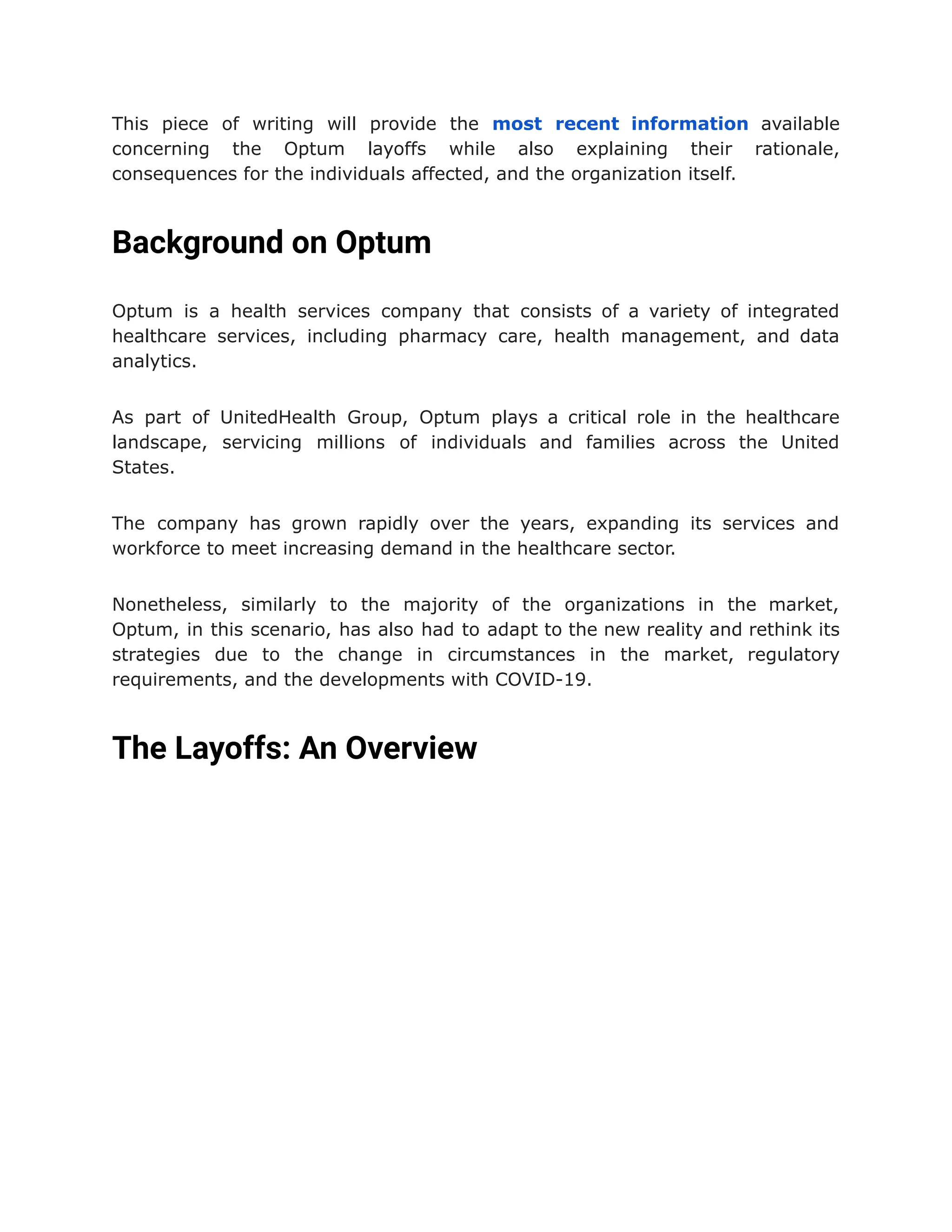 Optum Layoffs – The Latest Developments and Employee Reactions | PDF