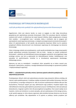 Optymalizacja procesów biznesowych | PDF