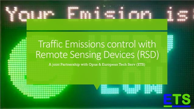 Traffic Emissions Control with Remote Sensing Devices (RSD) | PPT