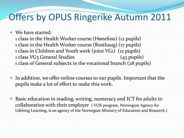 Opus presentation | PDF | Adult Education | Education