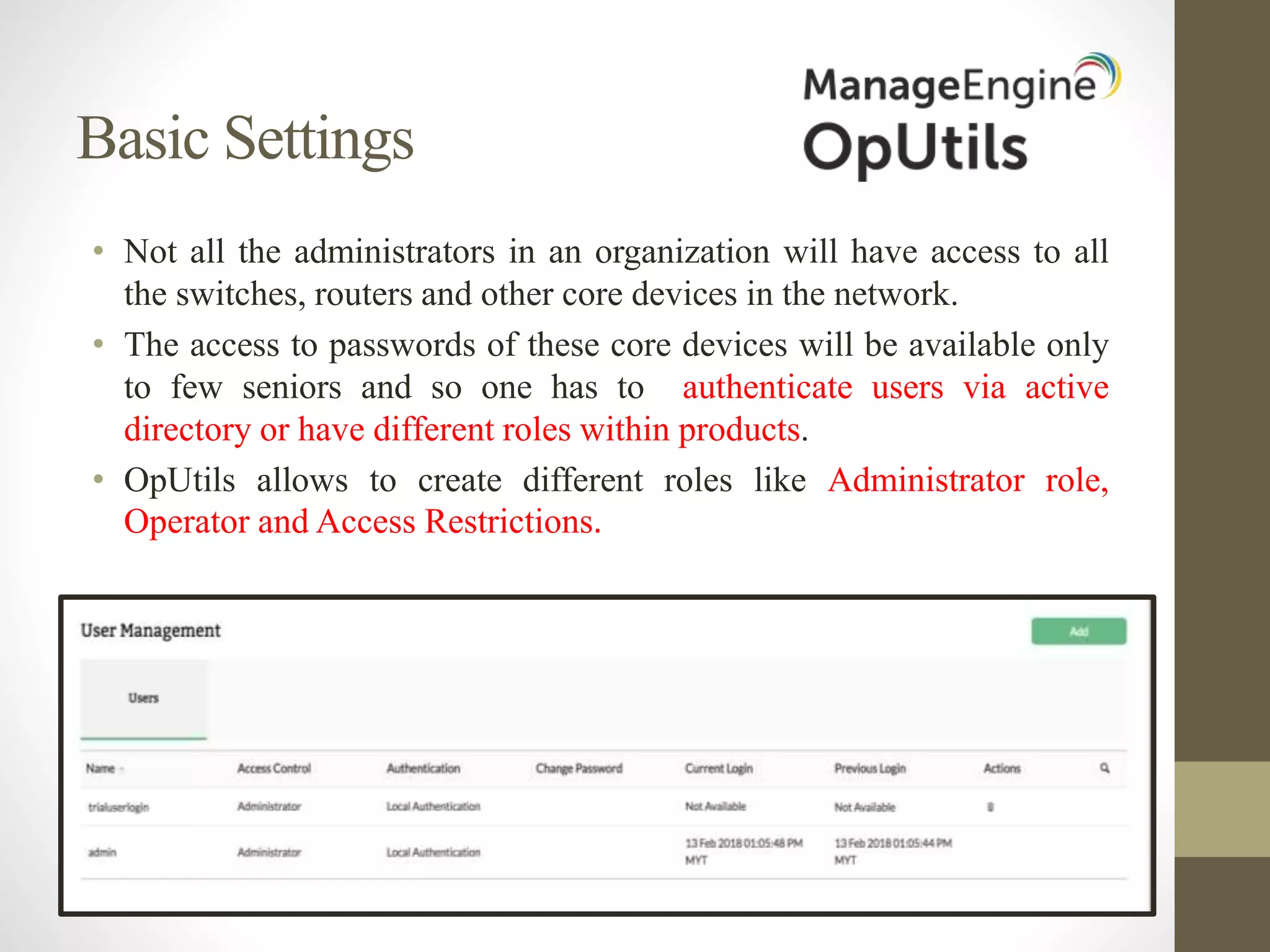 ManageEngine OpUtils Technical Overview | PPTX