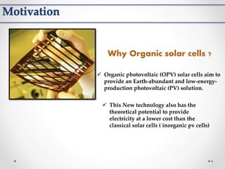 differantes types of organic solar cells and applications | PPTX