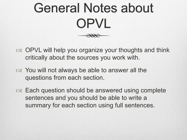 OPVL Overview | PPTX