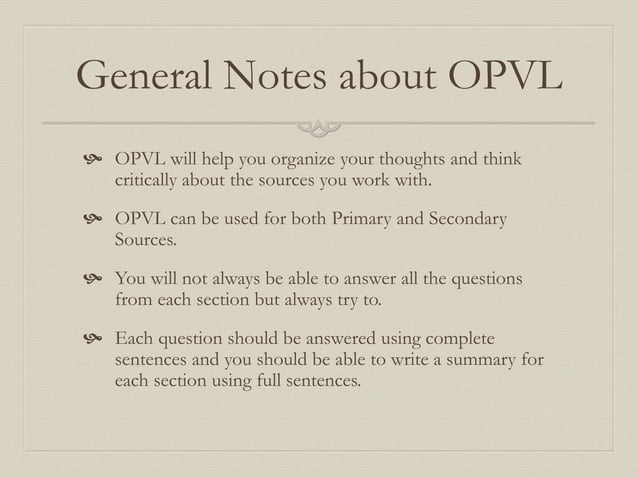 OPVL intro notes | PPTX | Secondary Education | Education