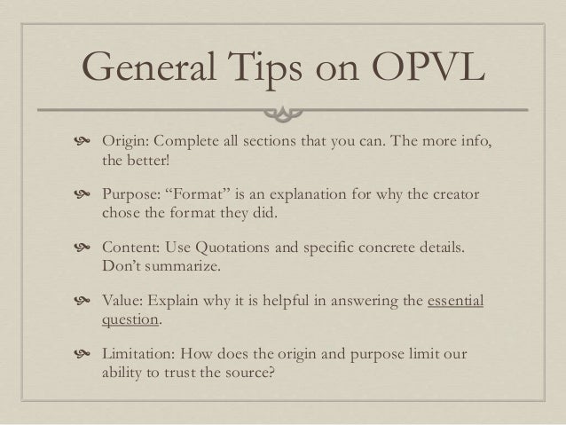 OPVL intro notes