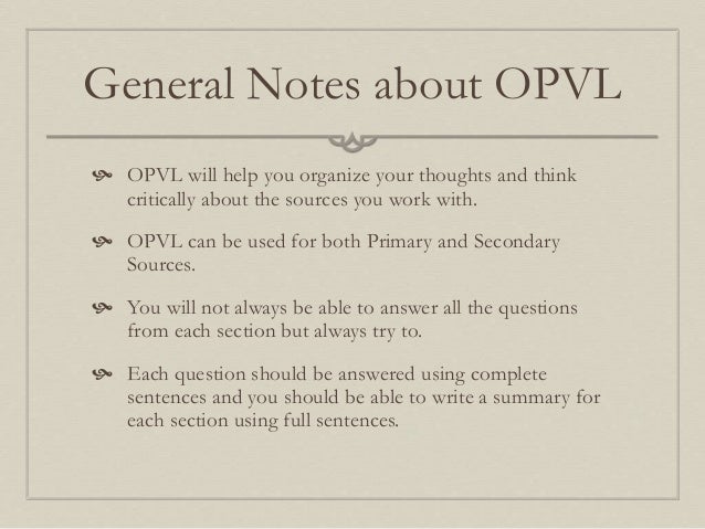 OPVL intro notes