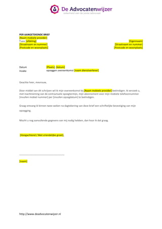 Opzegging mobiel abonnement- De Advocatenwijzer | PDF