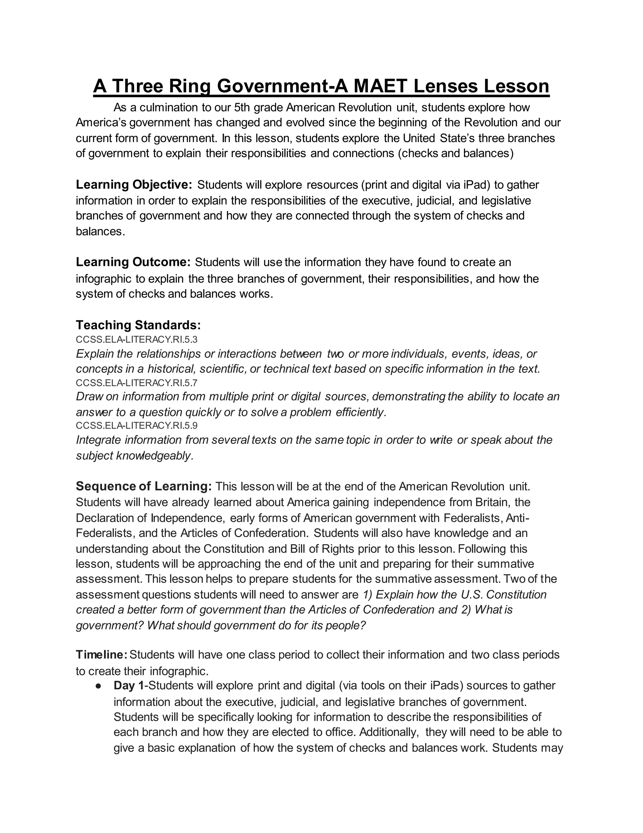 Three Ring Government Lesson Plan | PDF