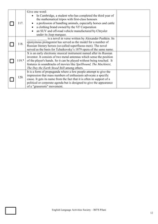 Oasis Quiz Lonewolf Edition - 2011 | PDF