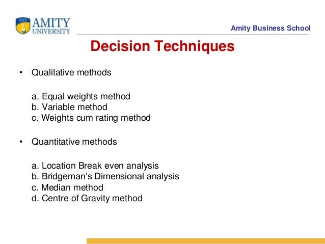 facility location ( operations and quality management)