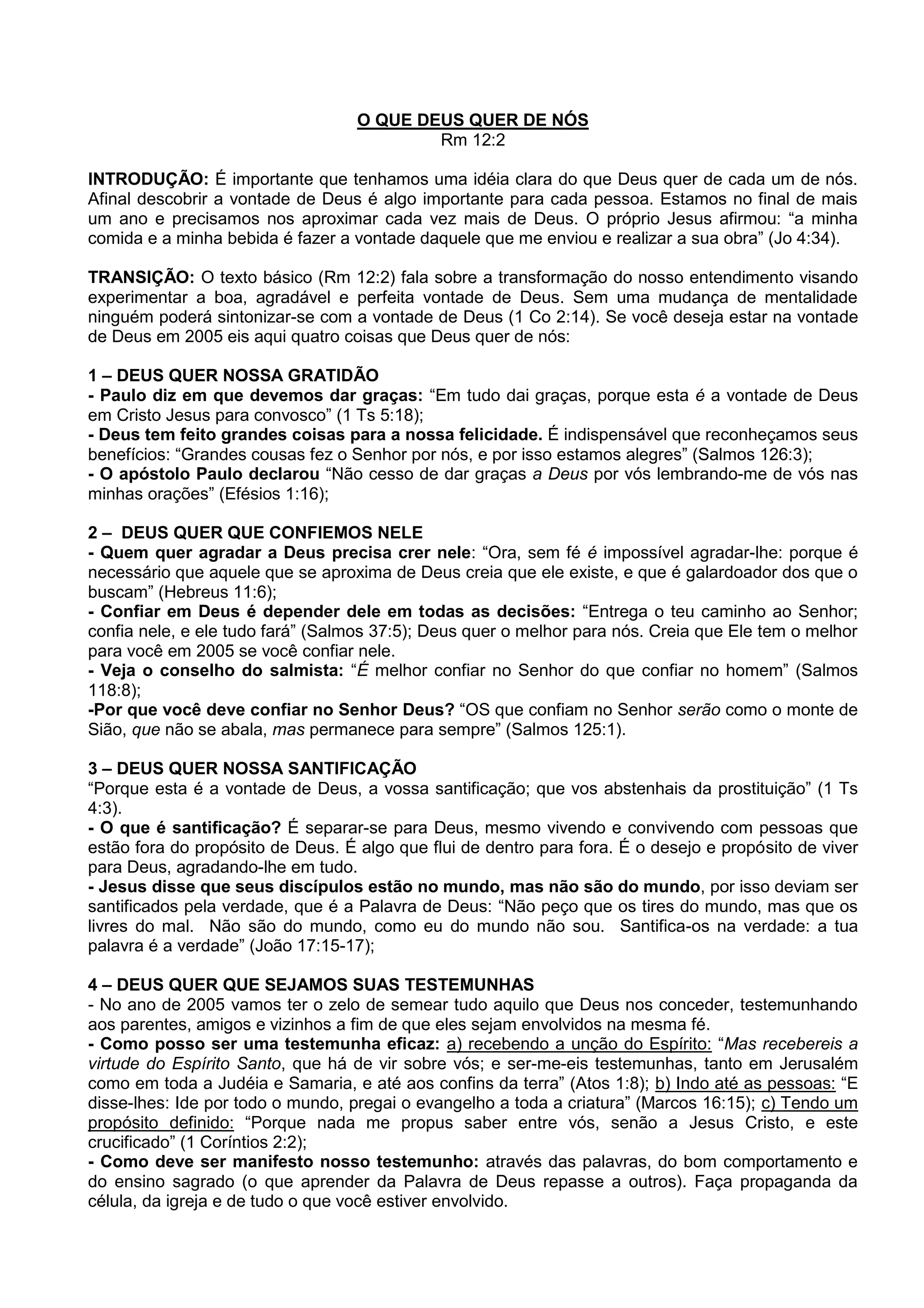 O que deus quer de nós | PDF