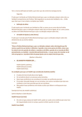 O que é sunnah ? (Islã islamismo). . | PDF