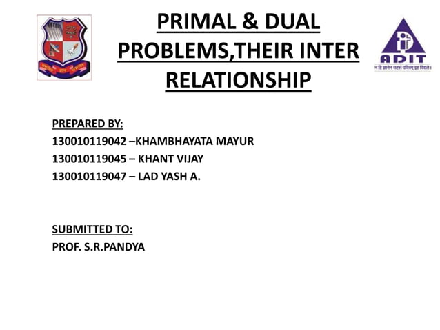 primal and dual problem | PPTX | Computing | Technology & Computing