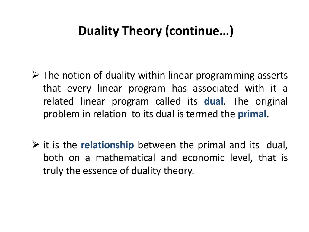 Primal And Dual Problem