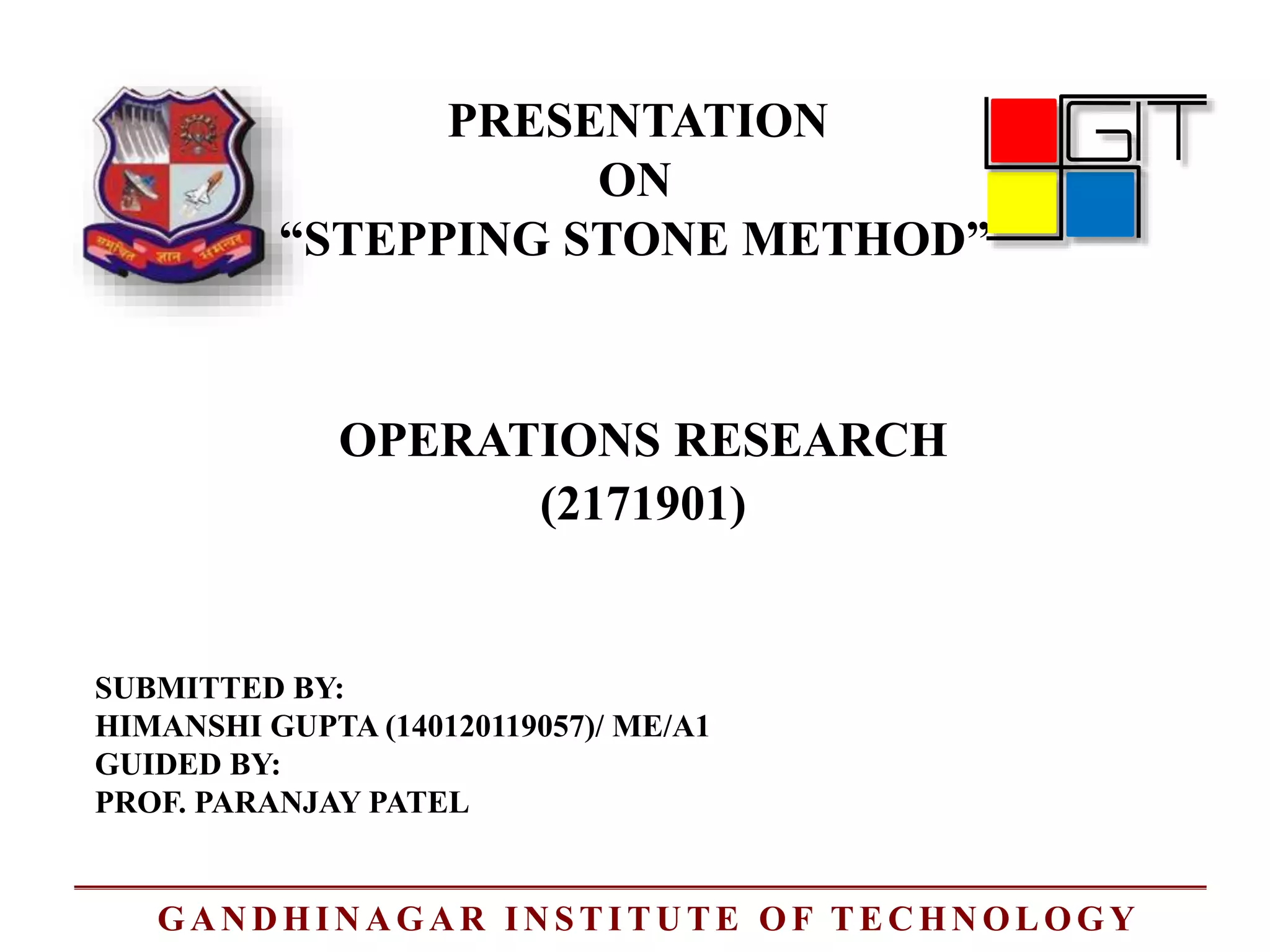Stepping Stone Method | PPTX