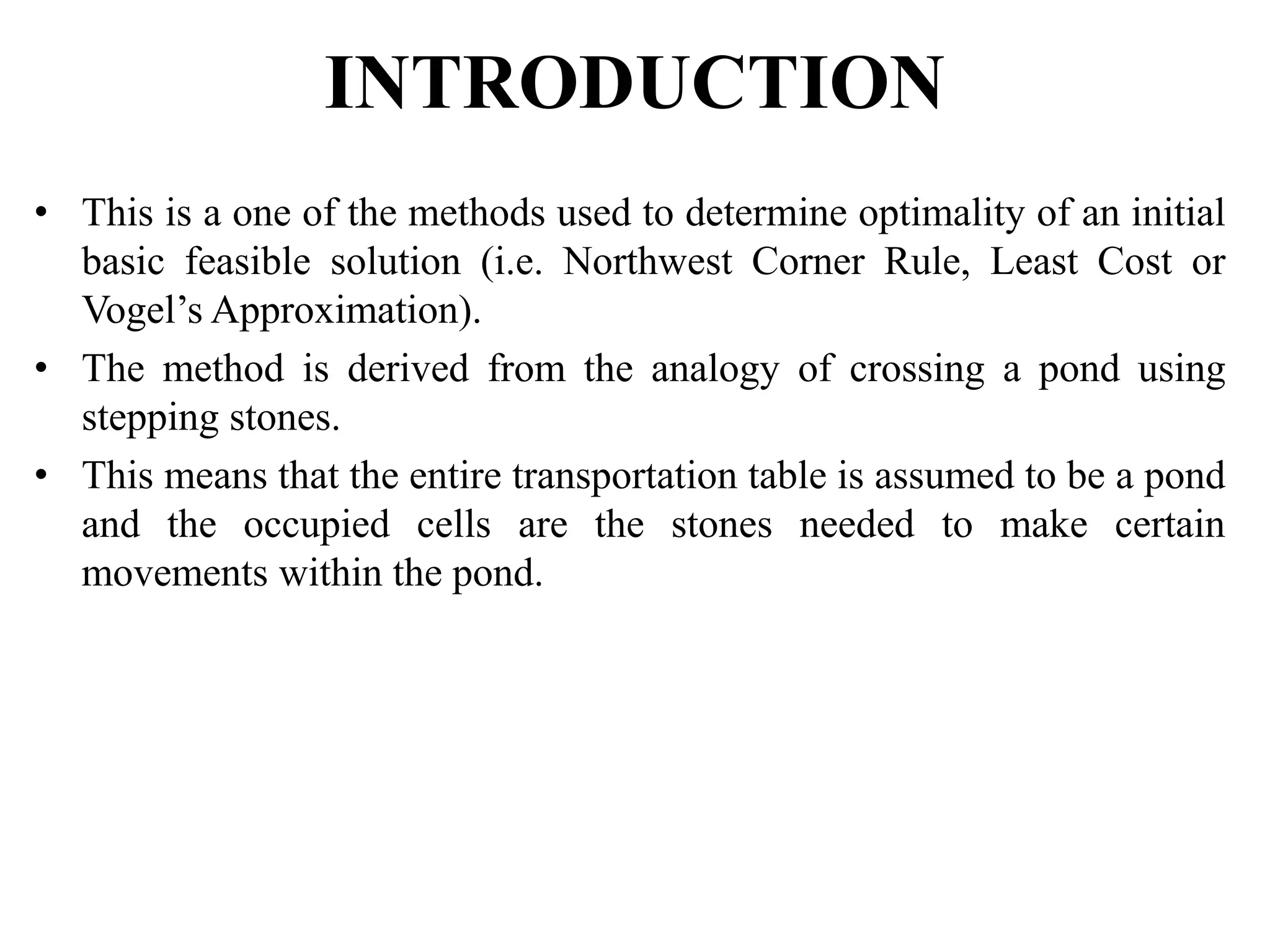 Stepping Stone Method | PPTX