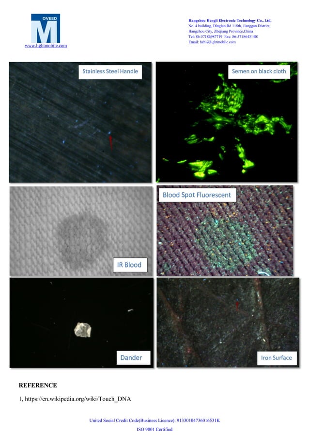 “TOUCH DNA” Visualized Extraction System OR-GDNA1000 | PDF