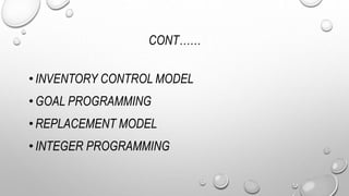 OPERATIONAL RESERACH | PPTX | Business | Business and Finance