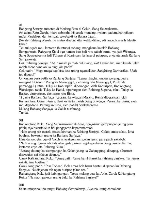 Carita Parahyangan Sunda Kiwari | PDF