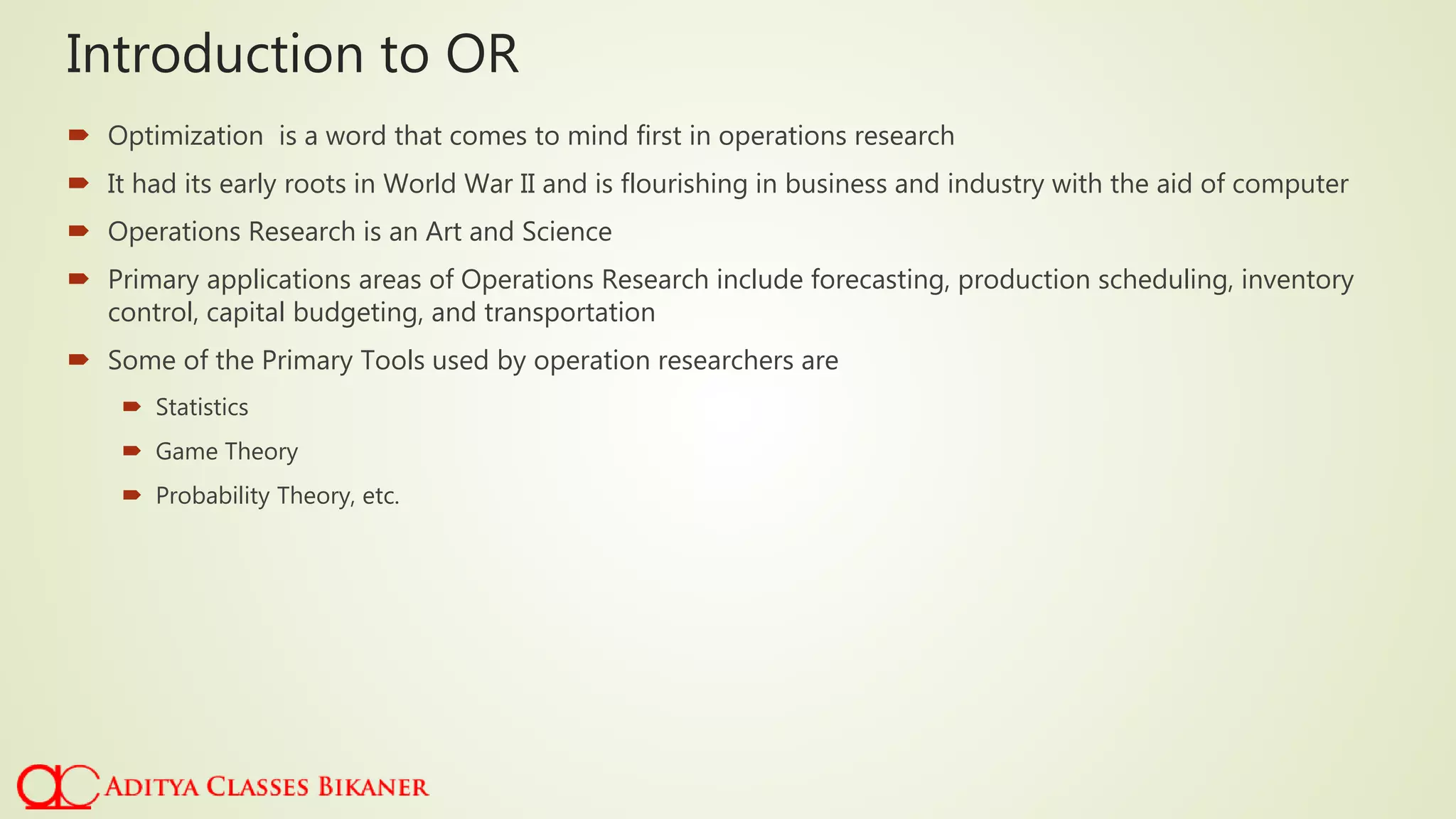 Introduction to Operations Research | PPTX