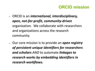 ORCID Implementation in Open Access Repositories and Institutional ...