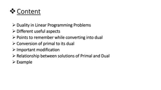 PRIMAL & DUAL PROBLEMS | PPTX