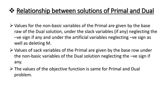 PRIMAL & DUAL PROBLEMS | PPTX | Programming Languages | Computing